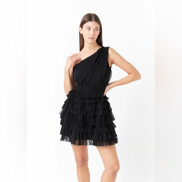 Endless Rose | Dresses | Endless Rose Tiered Tulle One Shoulder Mini ...